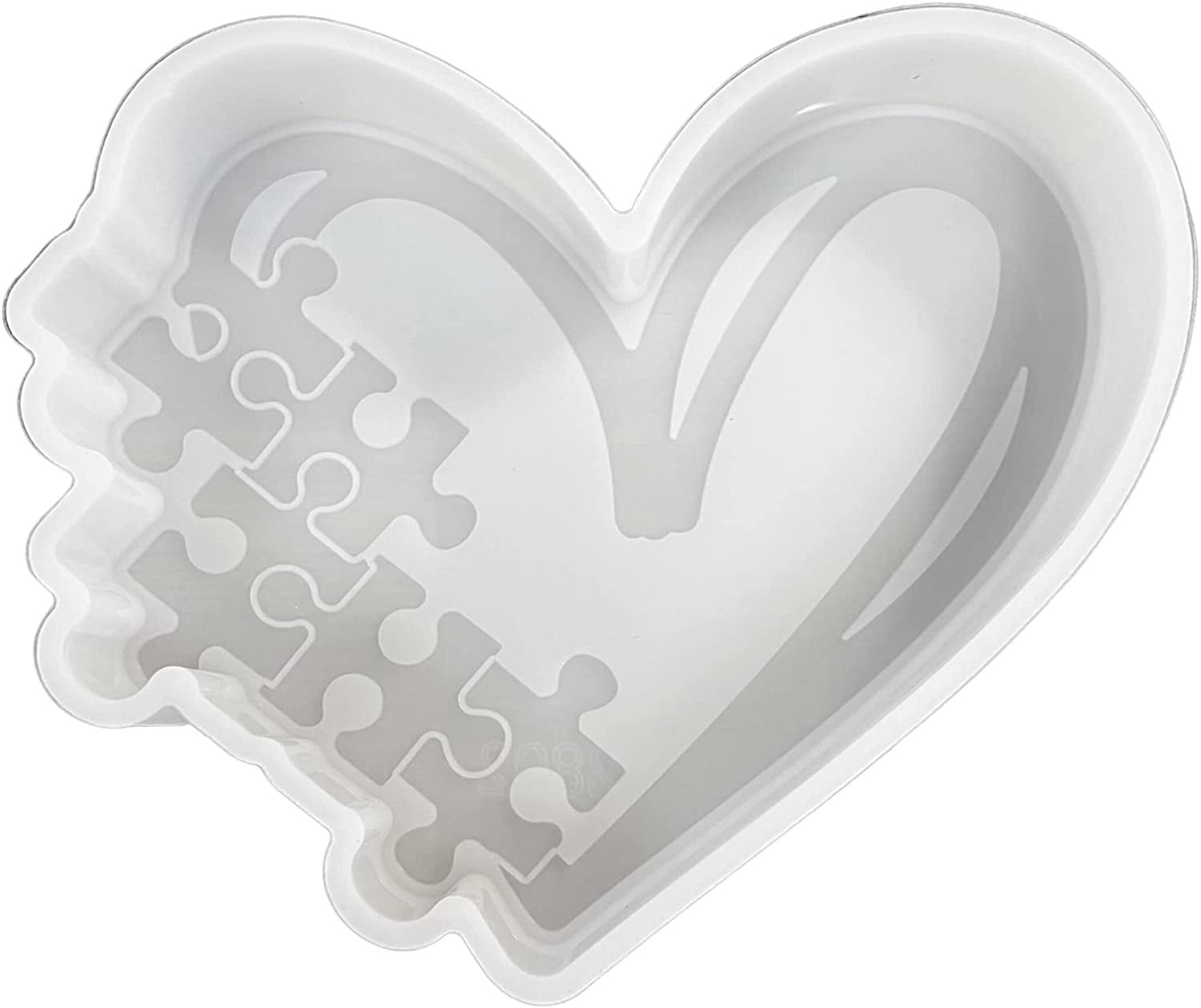 Autism Heart Freshie Mold Silicone Autism Awareness Puzzle Piece 5x4x1 ...