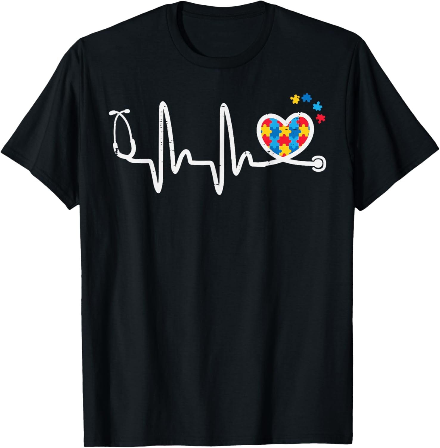 Autism Heartbeat Stethoscope Nurse Awareness Scrub Men Women T-Shirt ...