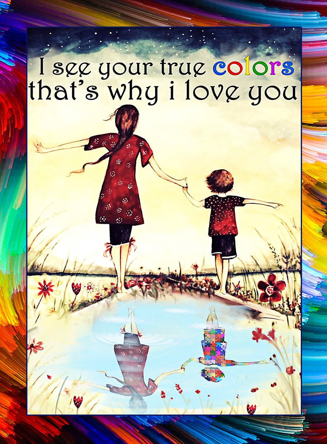 Autism I see your true colors poster,Living room wall decoration ...