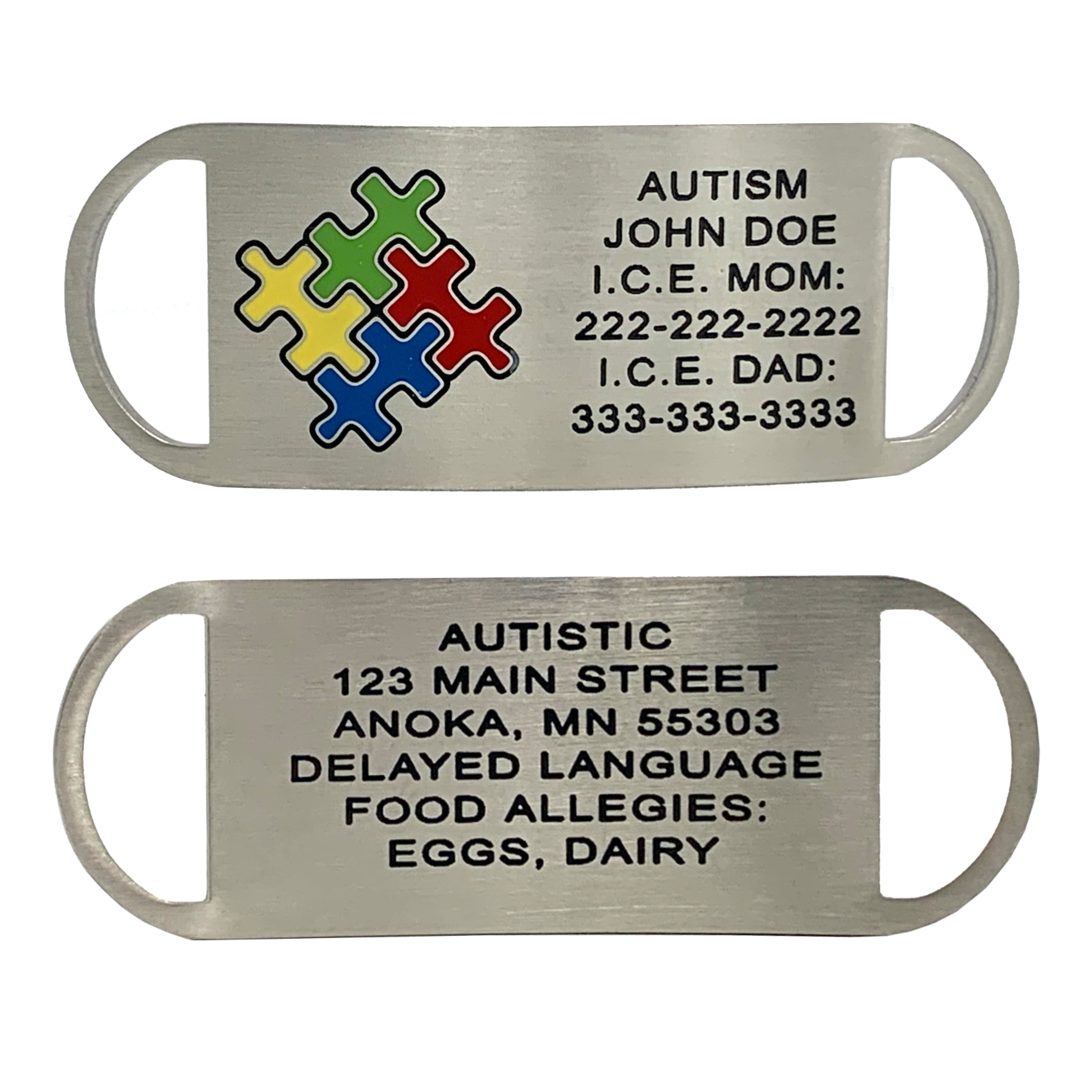 Autism Identification Shoe Tags for Nonverbal – Durable Stainless Steel ...