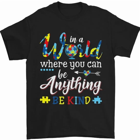 Autism In A World Be Kind Autistic Asd Mens Womens S-5XL T-Shirt ...
