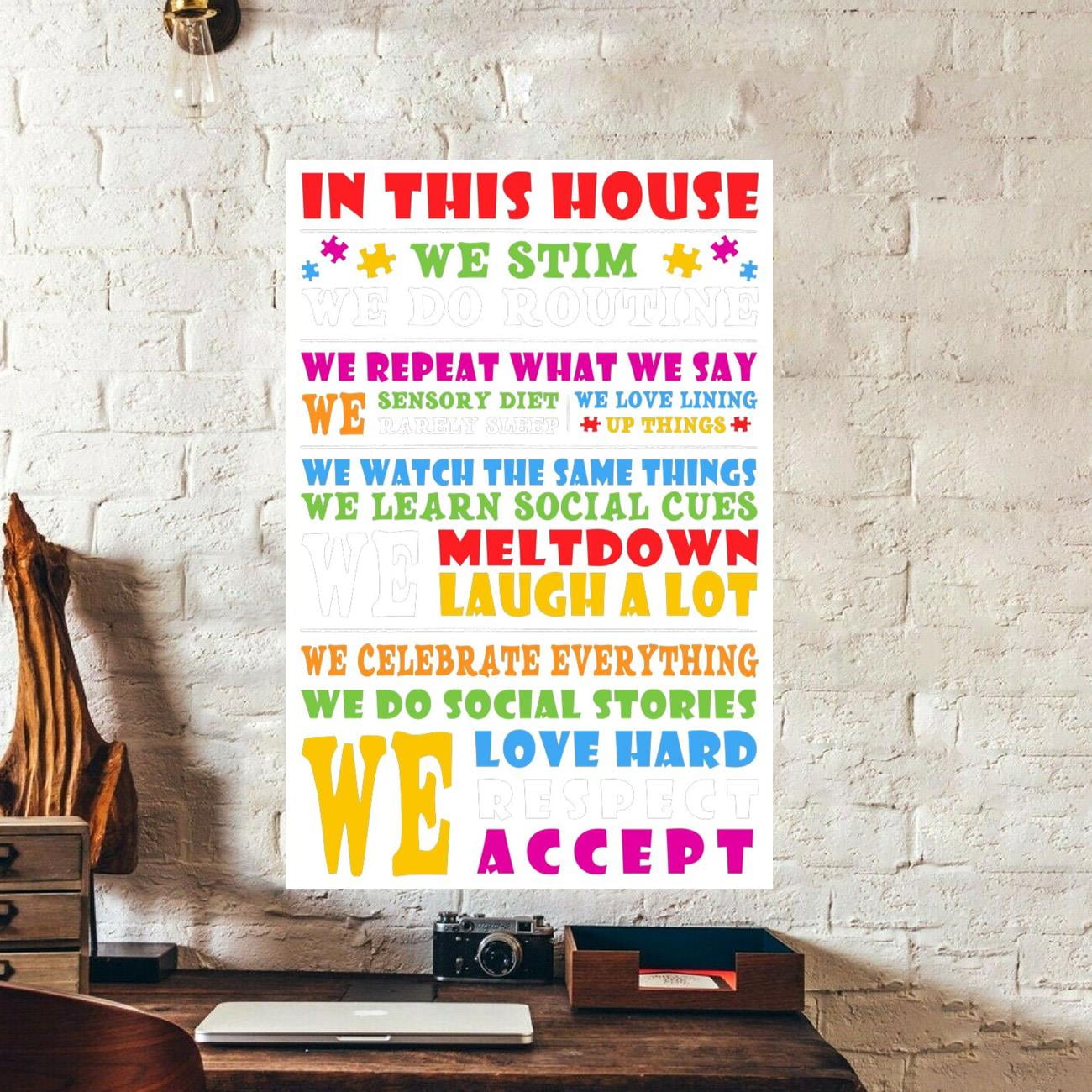 Autism In This House We Love Hard Respect Accept Poster Autism Poster ...