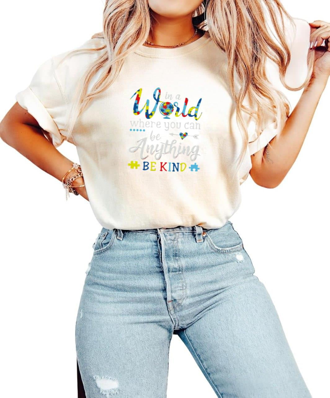 Autism In a World Be Kind Autistic Comfort Color Comfort Color T-Shirt ...