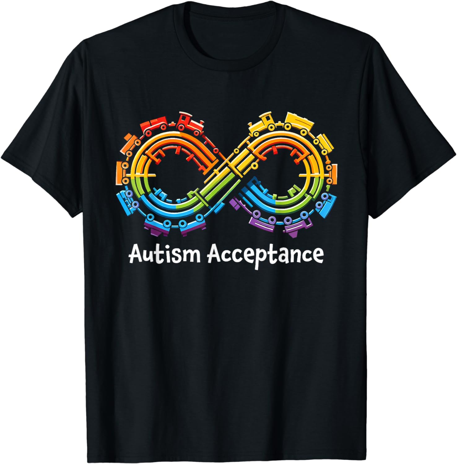 Autism Infinity Acceptance Train Autism Awareness Rainbow T-Shirt ...