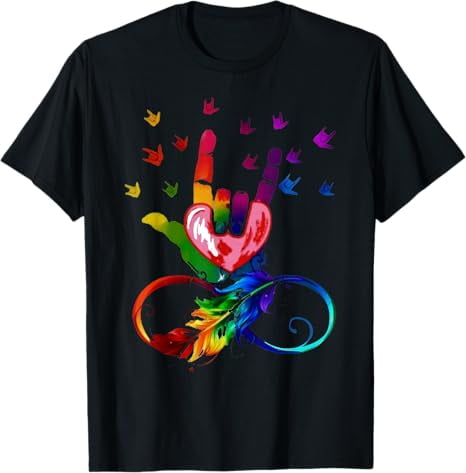 Autism Infinity Symbol ASL Hand Sign Language Teacher T-Shirt - Walmart.com