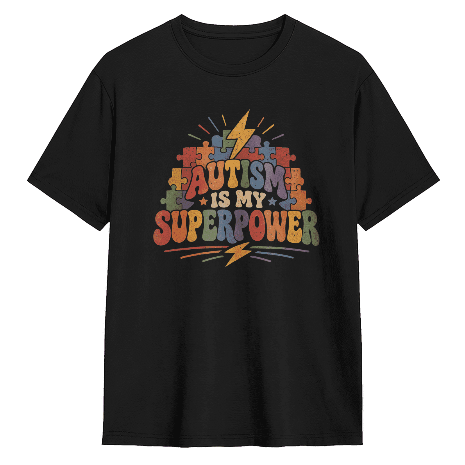 Autism Is My Superpower Rainbow Puzzle Cool Graphic Tee for Men and ...