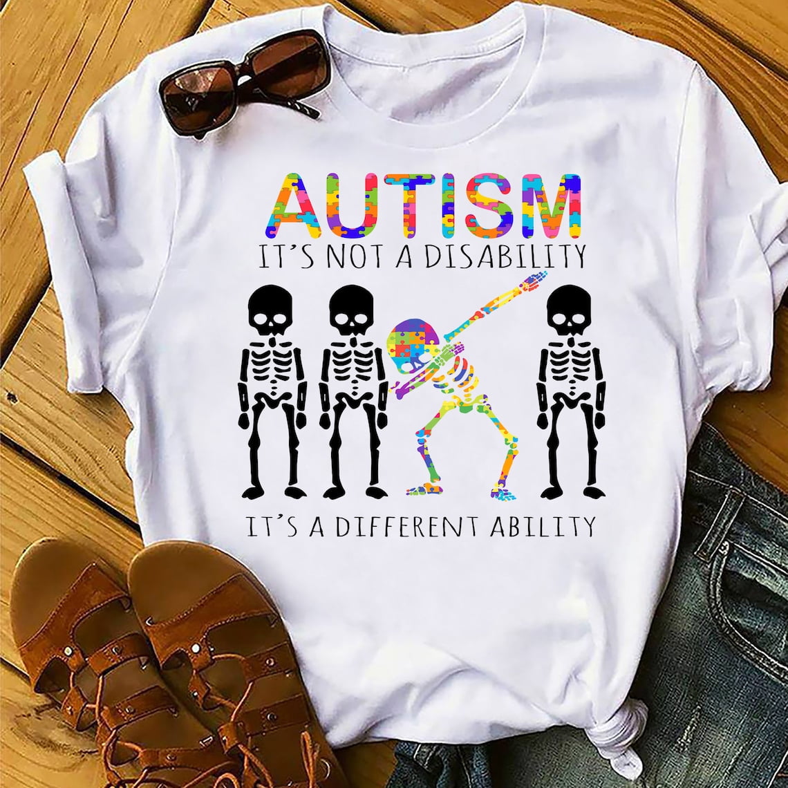 Autism It's Not A Disability Funny Skeleton T-Shirt - Autism Mom Shirt ...