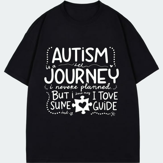 Autism Journey T Shirt Black Autism Awareness Puzzle Piece And Text ...