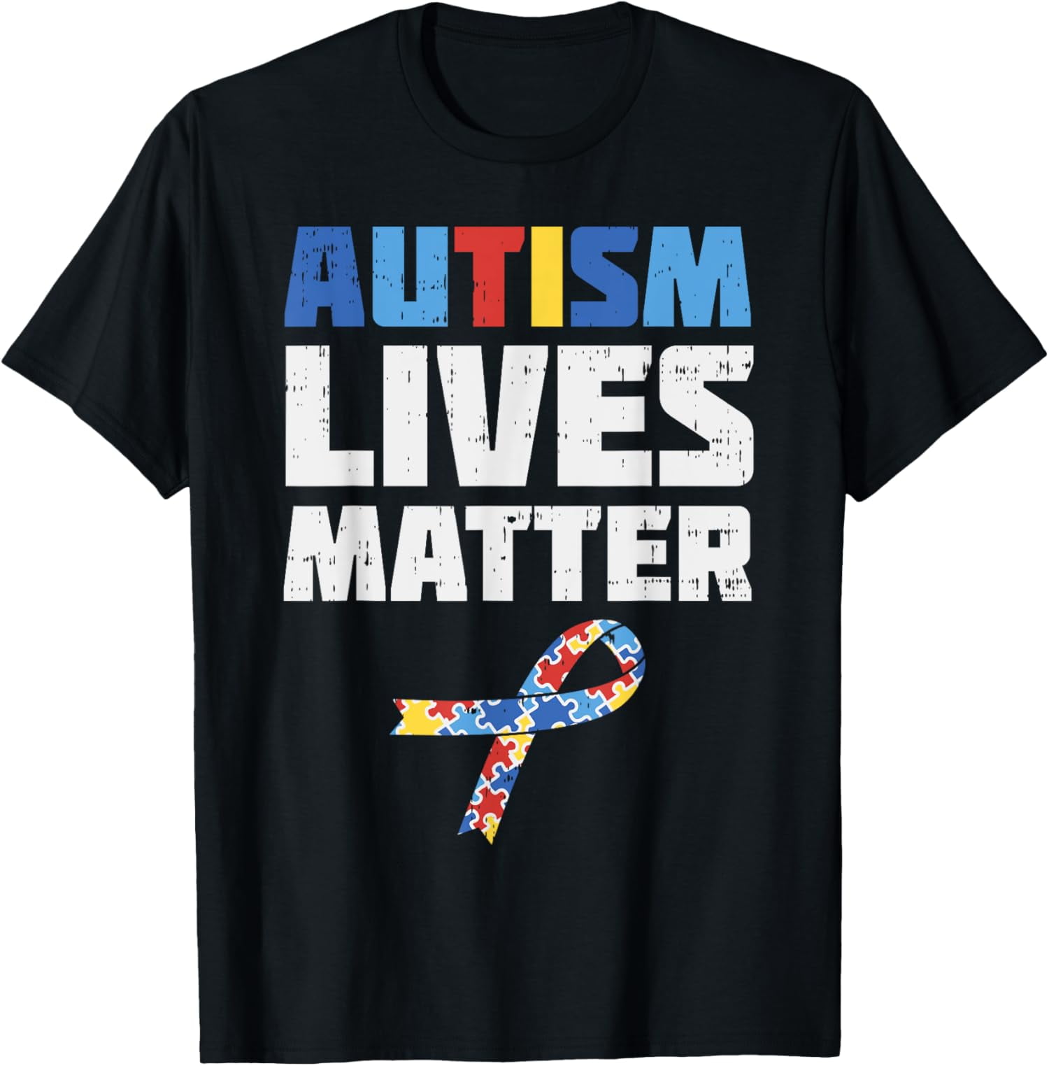 Autism Lives Matter Awareness Shirt Ribbon Autistic Support T-Shirt ...