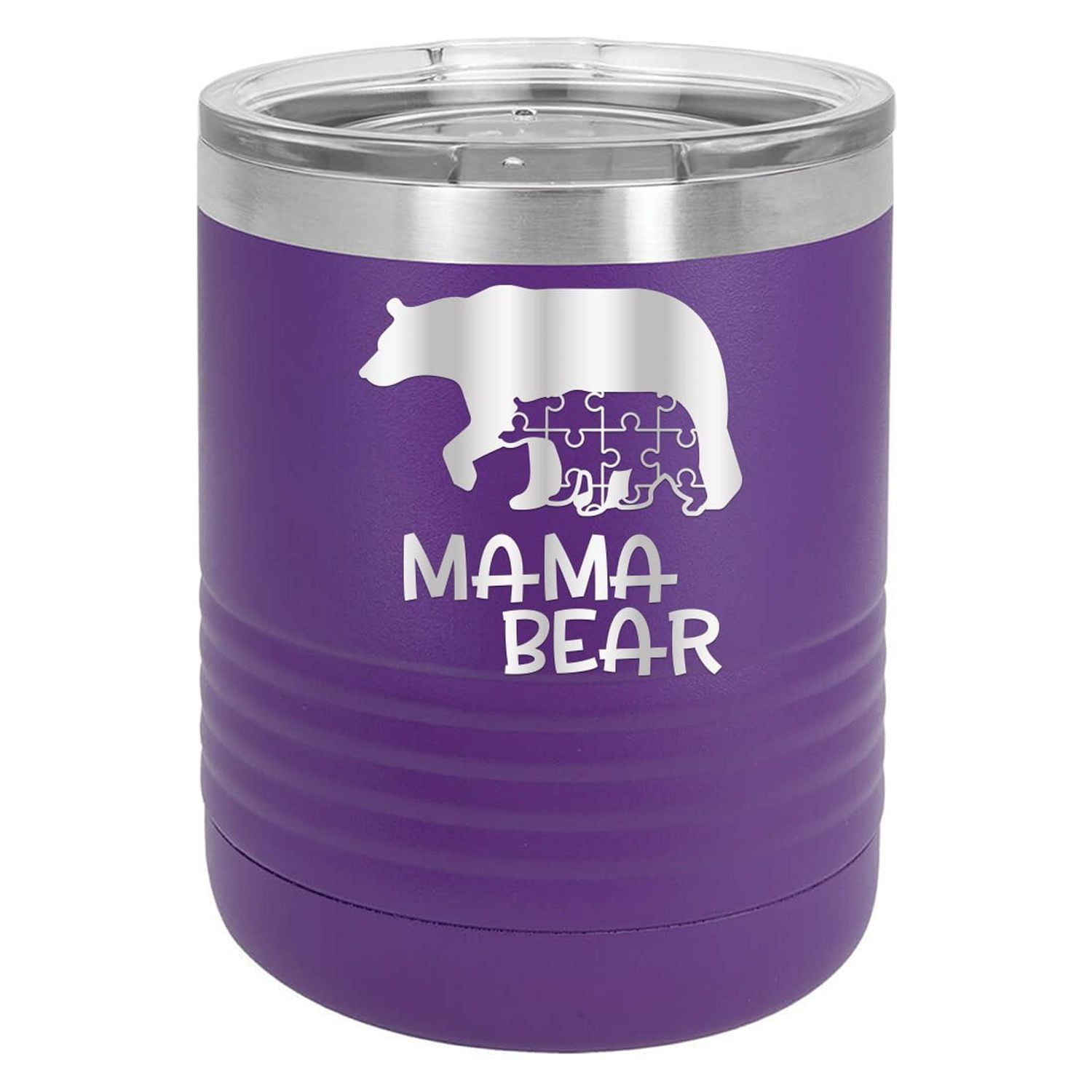 Autism Mama Bear and Cub - Engraved 10 oz Tumbler Cup Unique Funny ...
