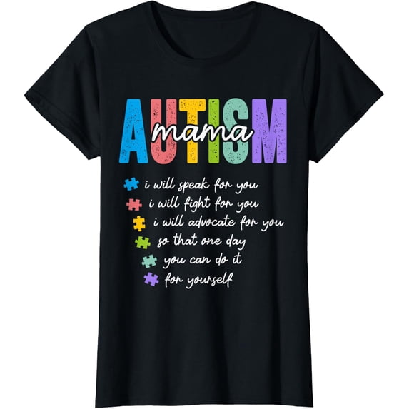Autism Mama I Will Fight For You Until You Can Autism Mom T-Shirt ...