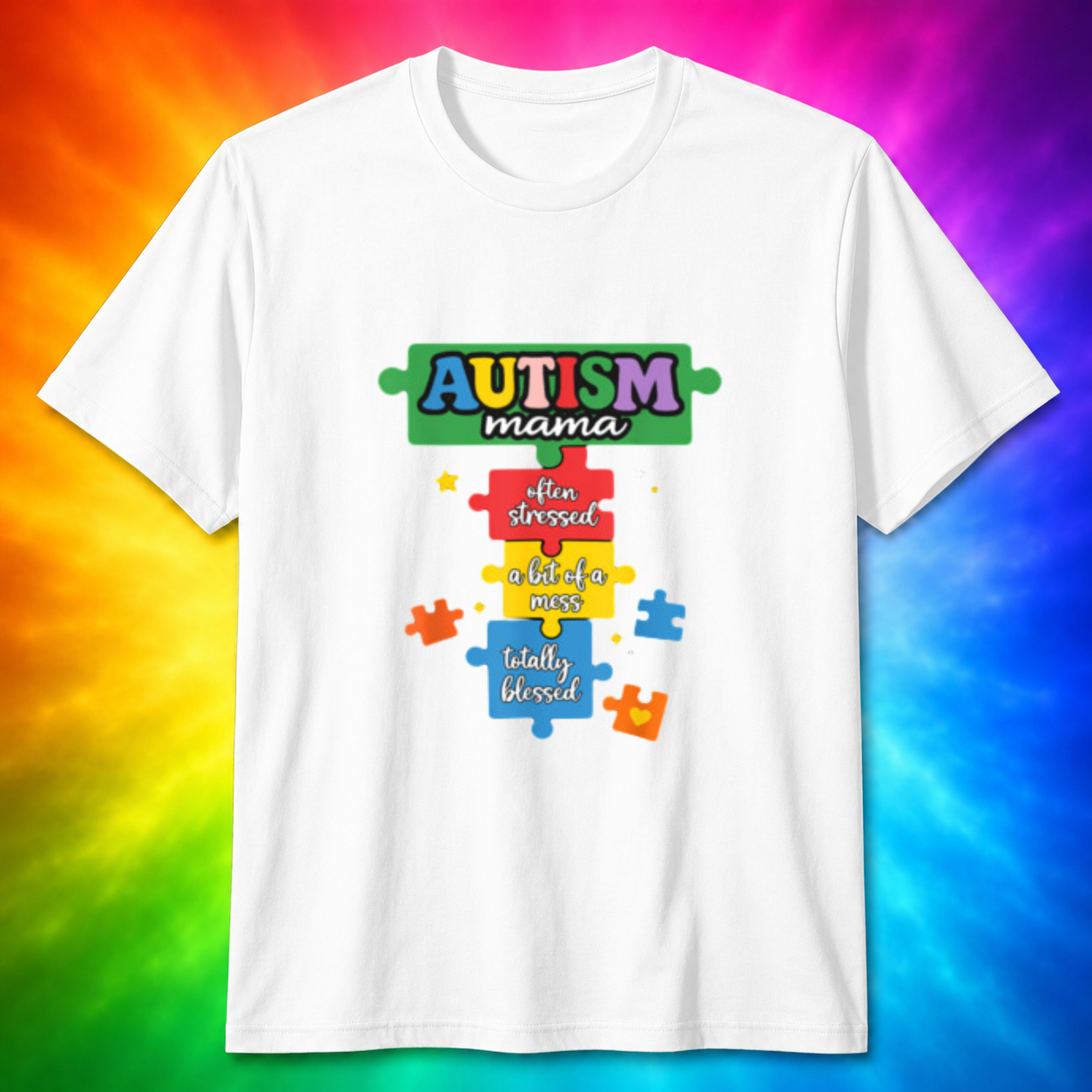 Autism Mama Often Stressed A Bit Of A Mess Totally Blessed Puzzle Tee ...