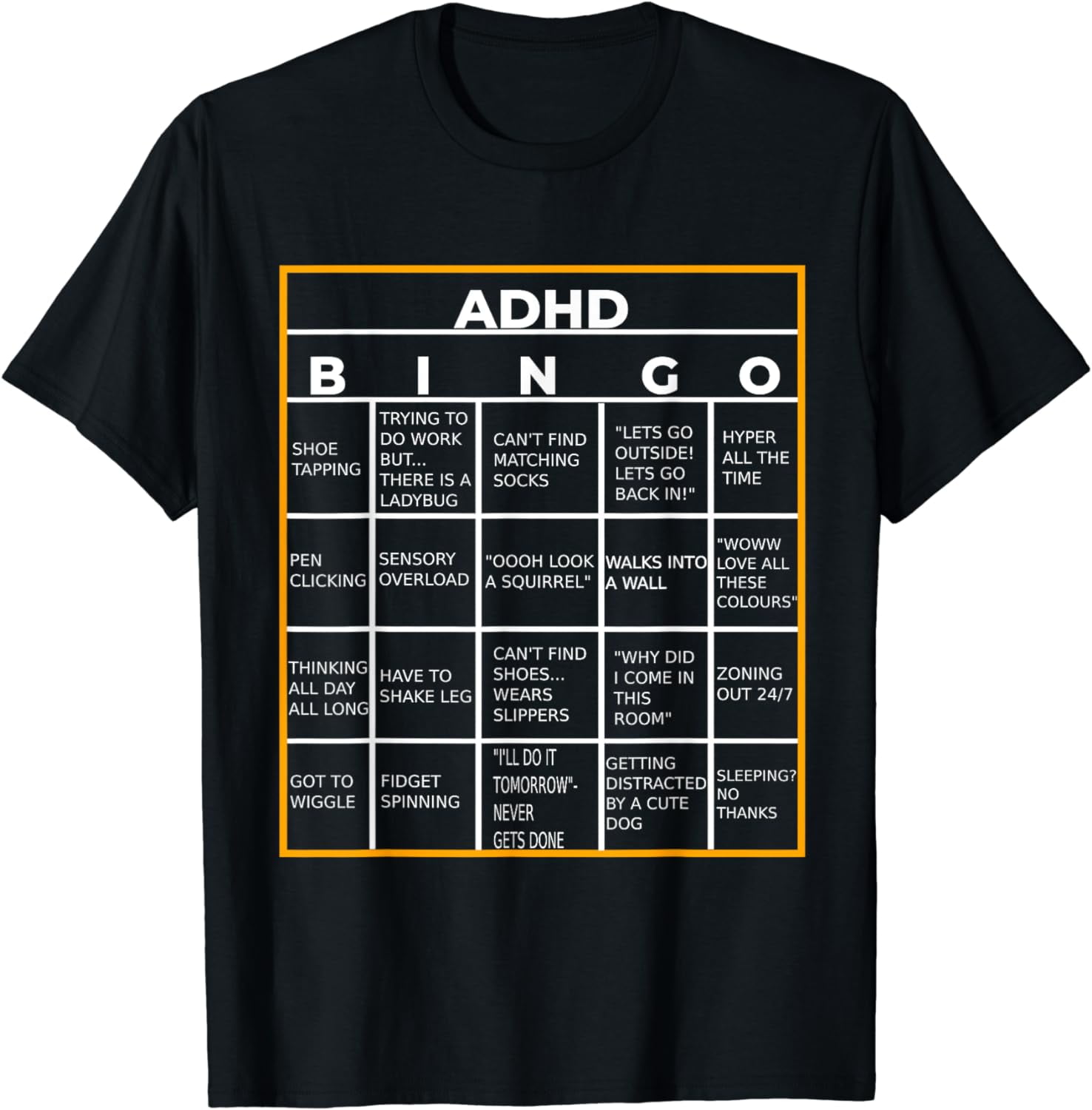 Autism Mental Health Awareness Day ADHD Bingo Funny Gift T-Shirt ...