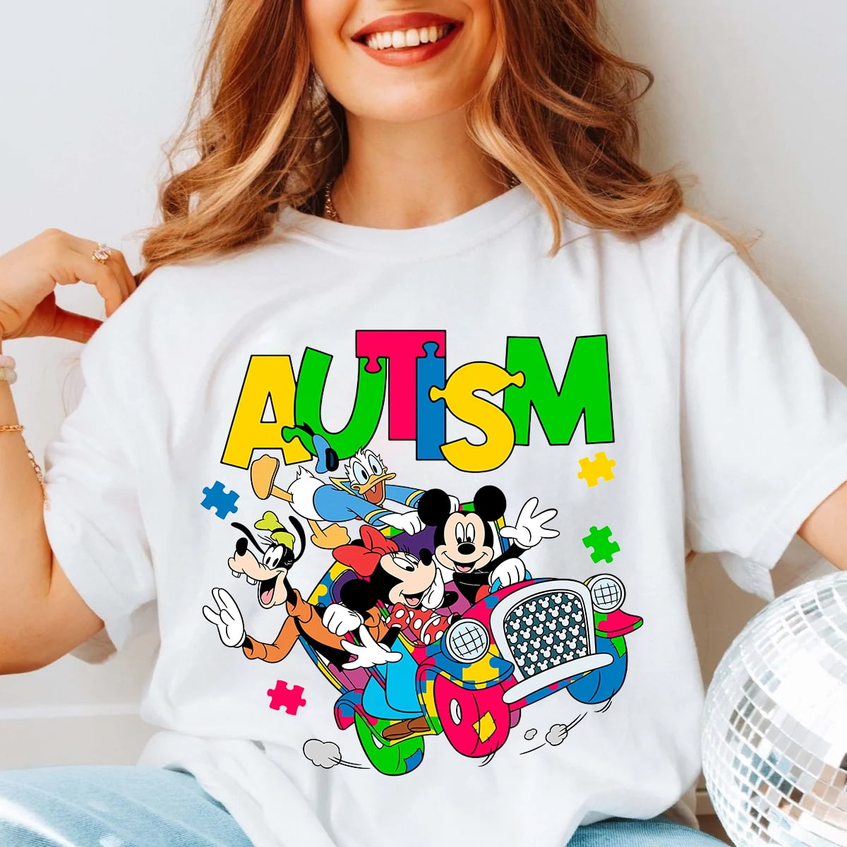 Autism Mickey And Friend Shirt Shirt, Size S, Tee Natural New - Walmart.com
