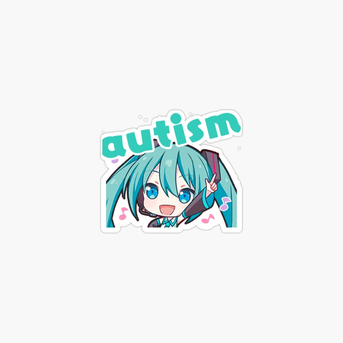 Autism Miku Hatsune Miku Project Sekai Sticker, Phone Decal Water ...