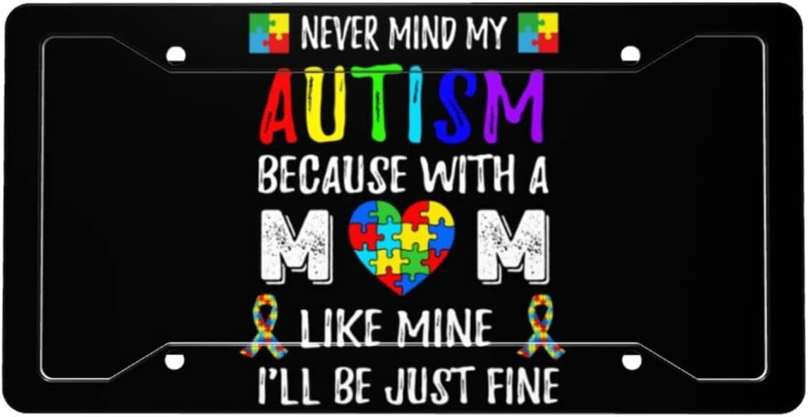 Autism Mom Autism Awareness Front License Plate and License Plate ...