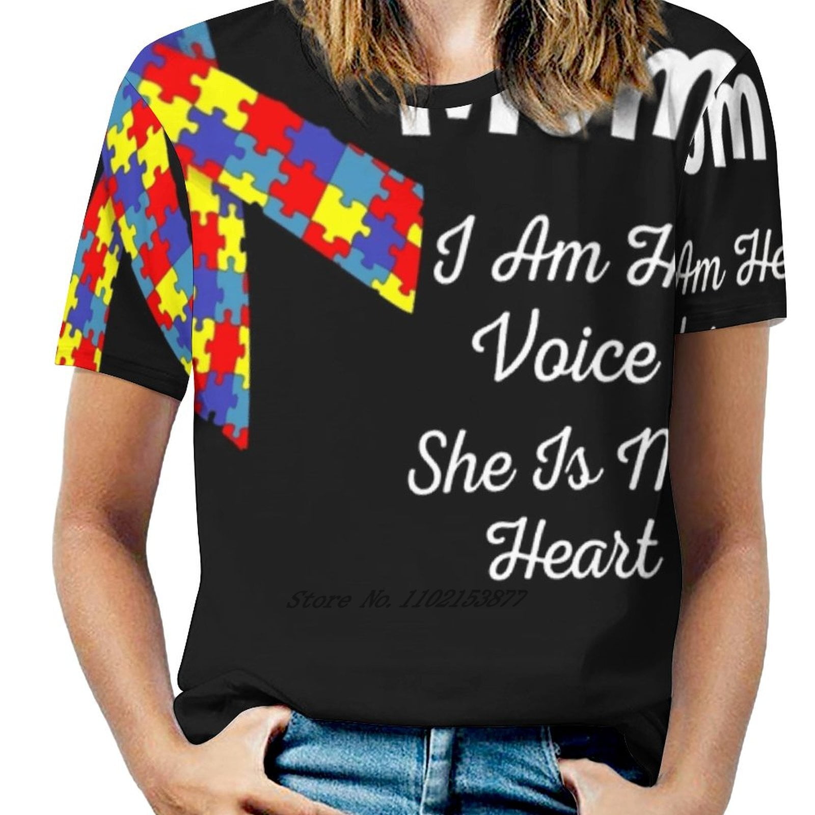 Autism Mom I Am Her Voice She Is My Heart Woman Tshirts Printed Tops ...