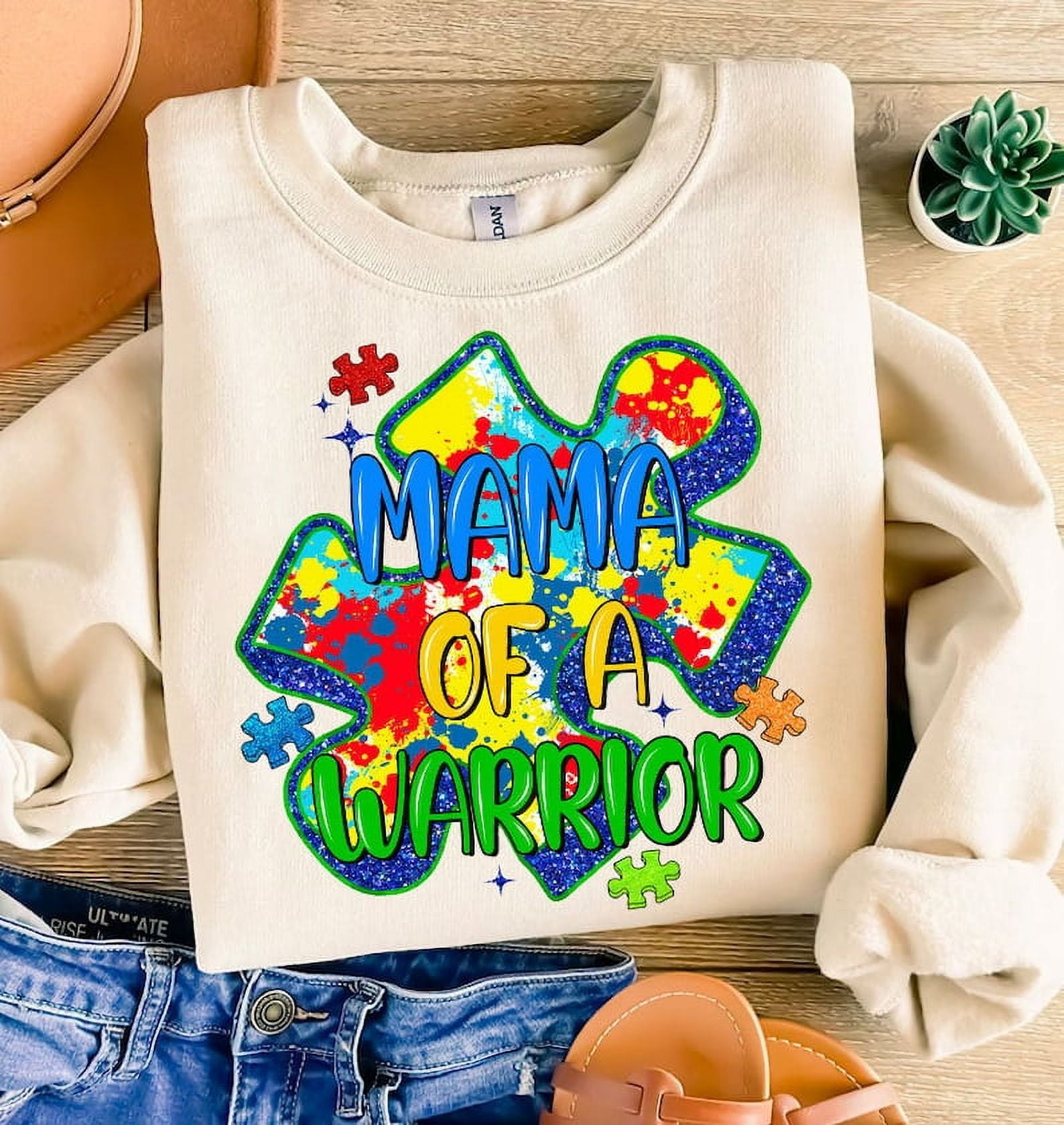 Autism Mom Mama of a Warrior Glitter Puzzle Autism Mama, Like A Normal ...