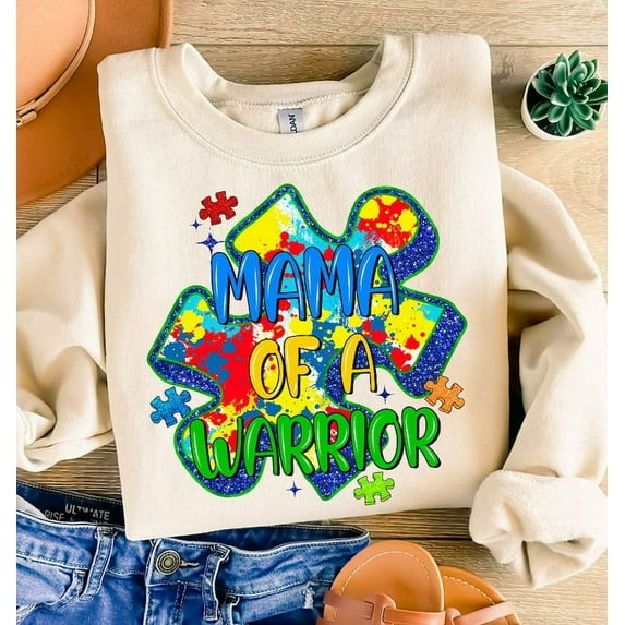 Autism Mom Mama of a Warrior Glitter Puzzle Autism Mama, Like A Normal ...