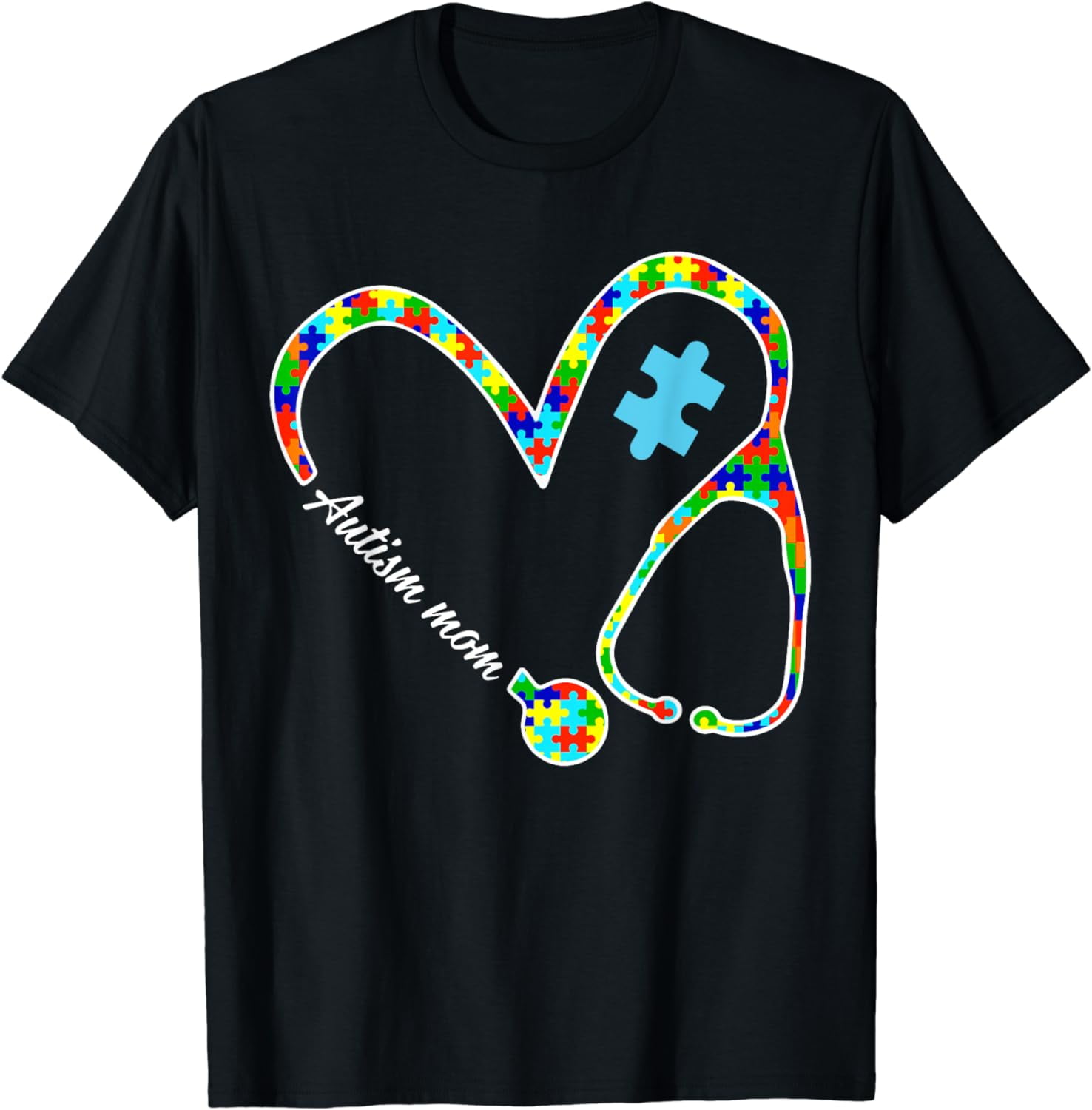 Autism Mom Puzzle Stethoscope Nurse Autism Awareness Day T-Shirt ...