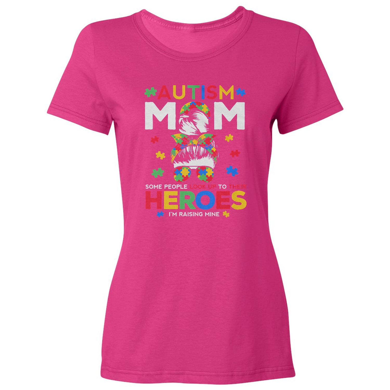 Autism Mom - Raising My Hero Autism Awareness Month Ladies' Crewneck T ...