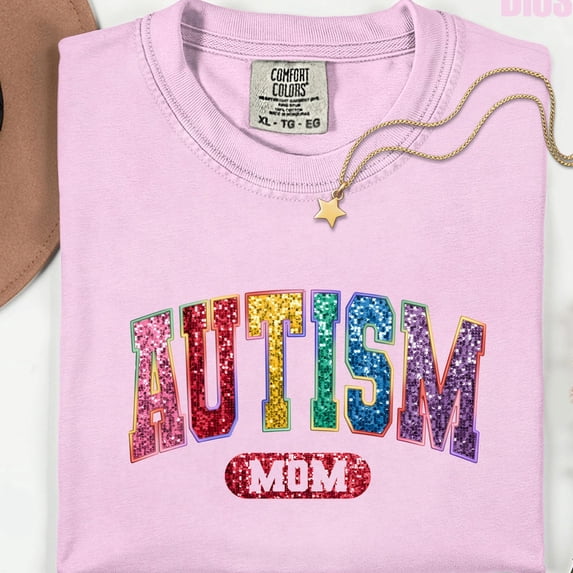 Autism Mom Shirt Glitter Rainbow Autism Awareness Tee - Walmart.com