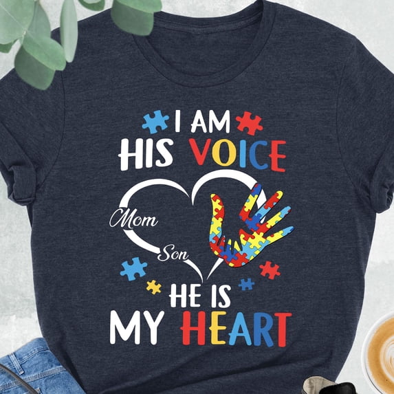 Autism Mom Shirt I Am His Voice He Is My Heart TShirt Autism Awareness ...