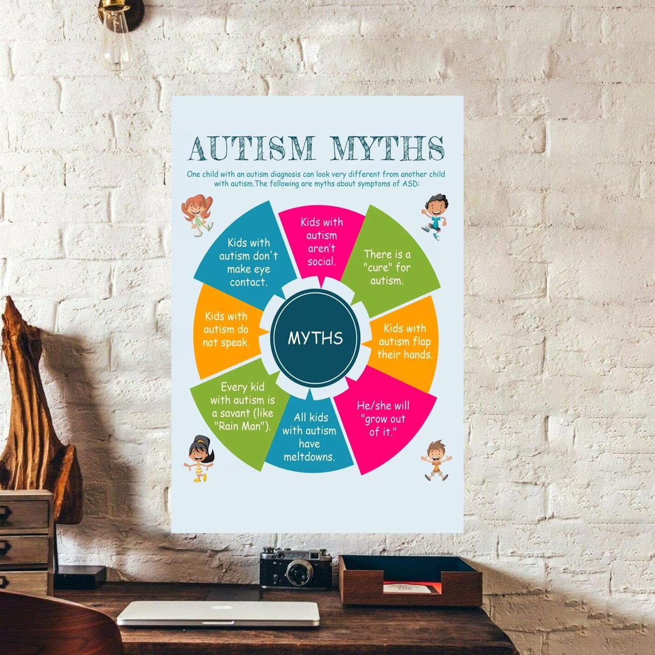 Autism Myths Children Print Poster Autism Poster 24 x 36 Inch Poster ...