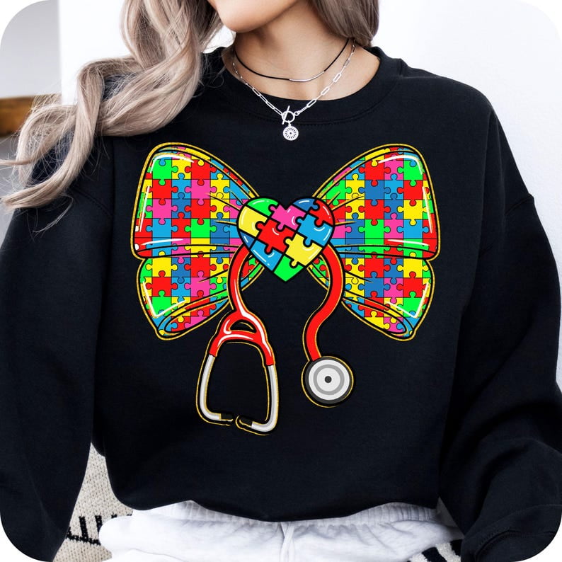 Autism Nurse Coquette Sweatshirt, Autism Awareness Shirt, Retro Autism ...