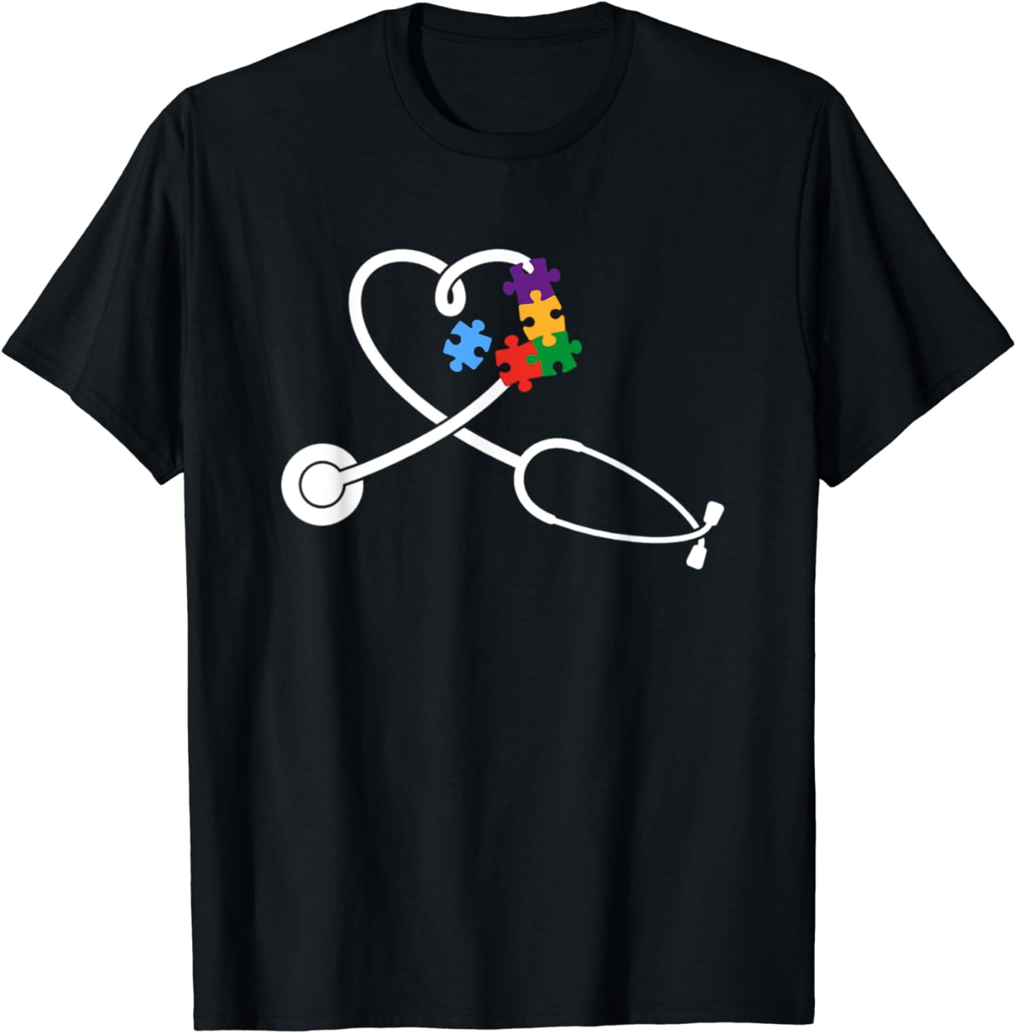 Autism Nurse Stethoscope Puzzle Heart Autism Awareness T-Shirt ...