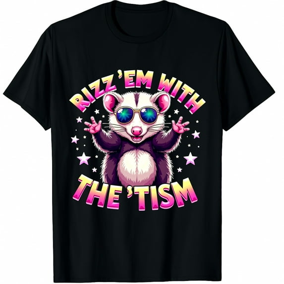 Autism Opossum Funny Rizz Em with The Tism Meme Autistic Graphic Crew ...