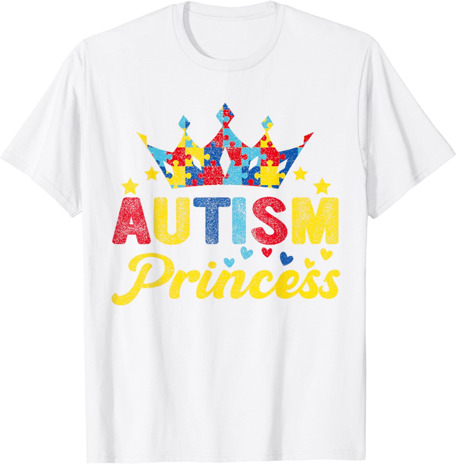 Autism Princess Autism Awareness Day Puzzle Crown Girls Kids T-Shirt ...