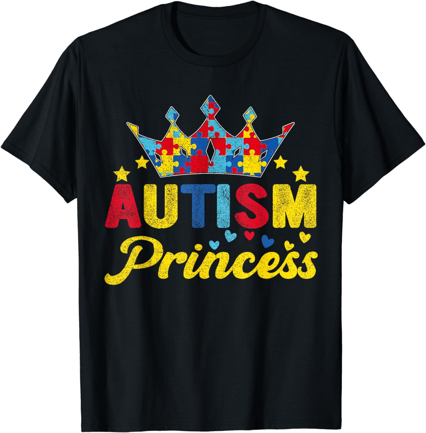 Autism Princess Autism Awareness Day Puzzle Crown Girls Kids T-Shirt ...