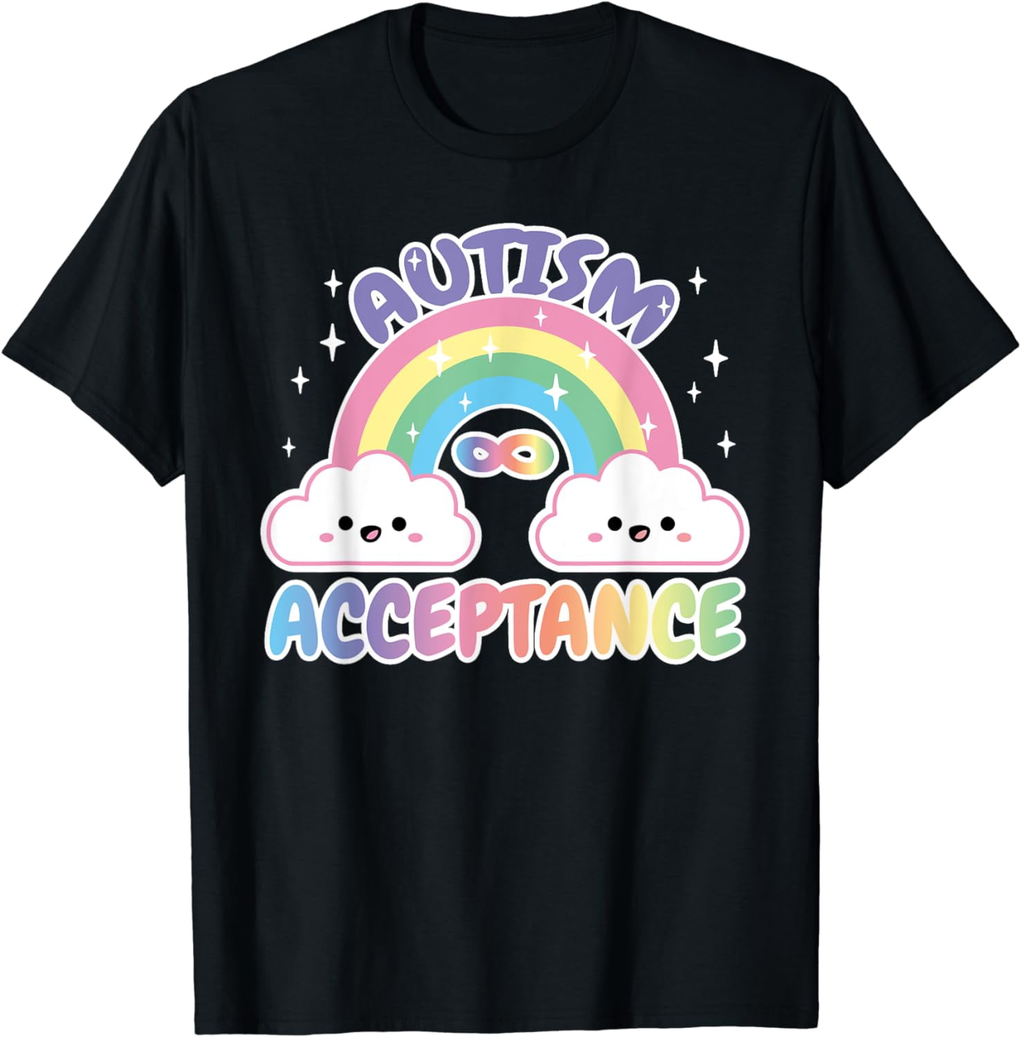 Autism Pro Acceptance Rainbow with Infinity Symbol T-Shirt - Walmart.com