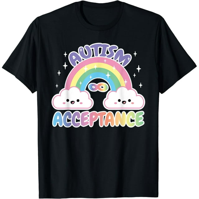 Autism Pro Acceptance Rainbow with Infinity Symbol T-Shirt - Walmart.com