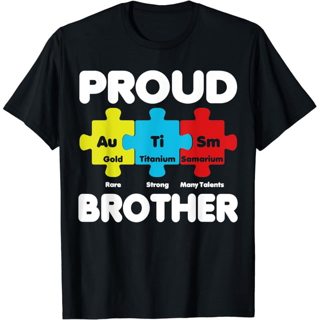 Autism Proud Brother Awareness Month Awareness Puzzle Piece T-Shirt ...