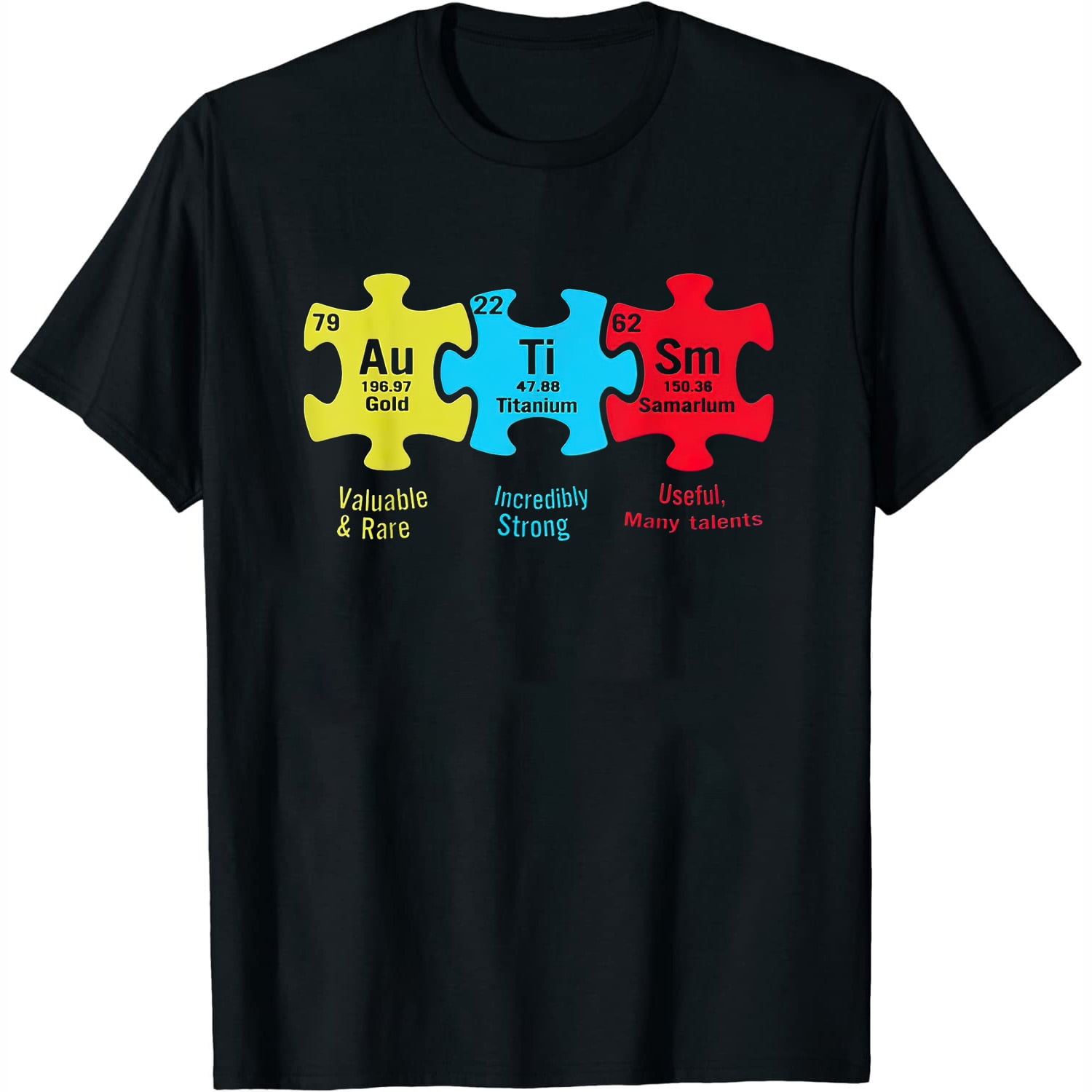 Autism Puzzle Piece Chemistry Elewoments Cool Autism Awareness T-Shirt ...