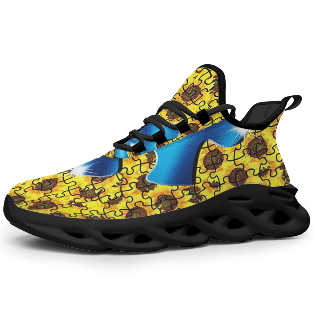 Autism Puzzle Piece Sunflower Shoes Trail Running Shoe Non-Slip ...