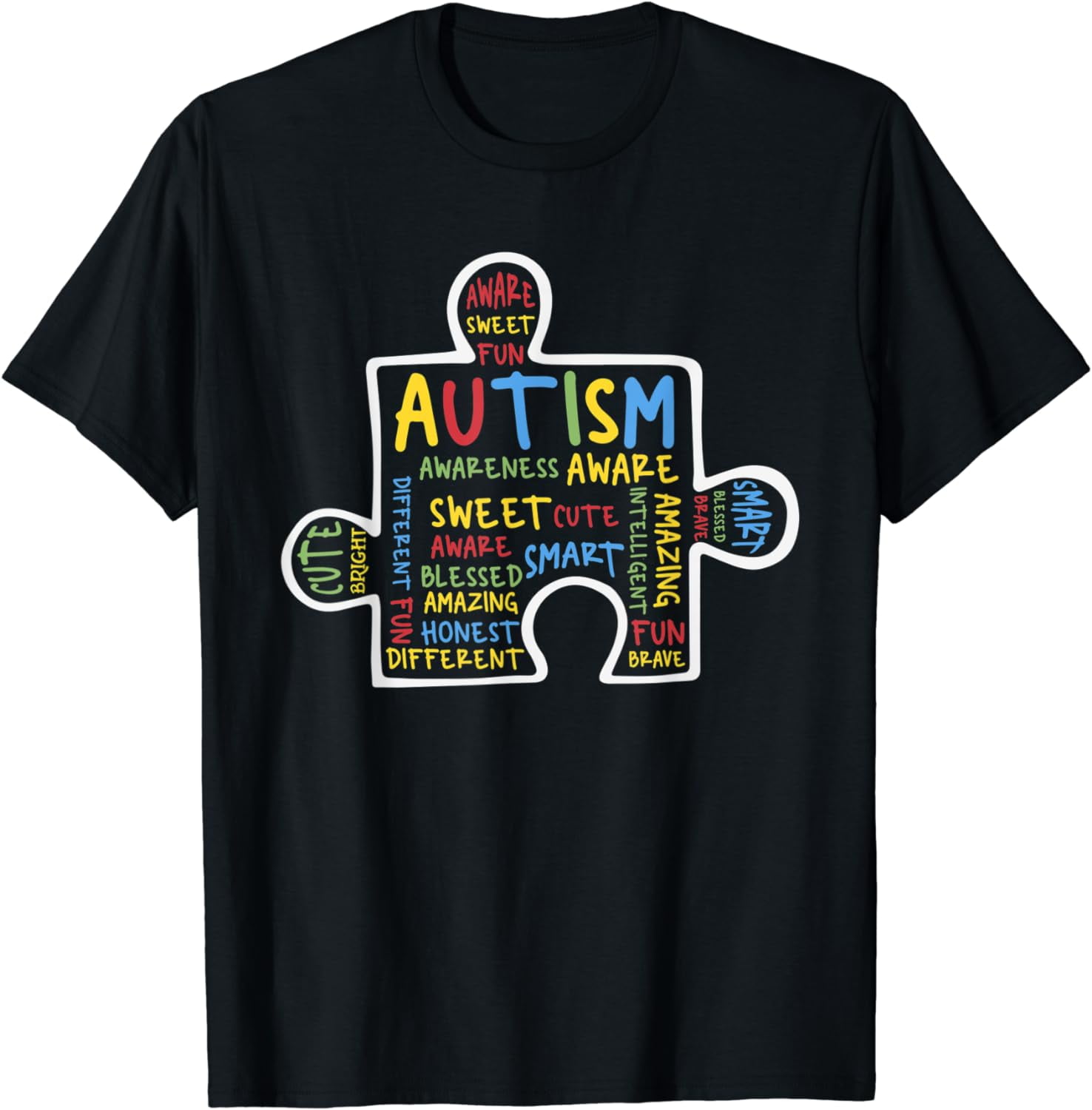 Autism Puzzle Piece Words Autistic Autism Awareness T-Shirt - Walmart.com