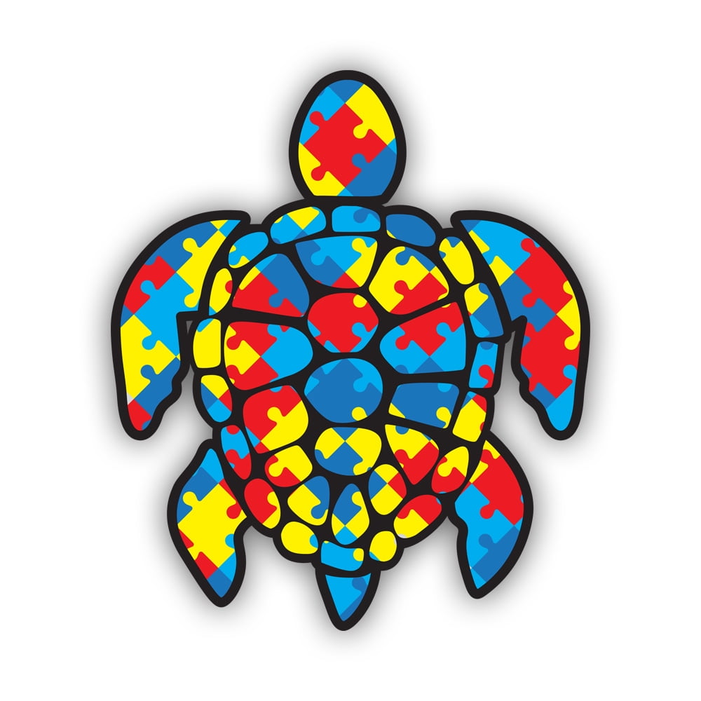 Autism Puzzle Sea Turtle Sticker Decal - Self Adhesive Vinyl ...