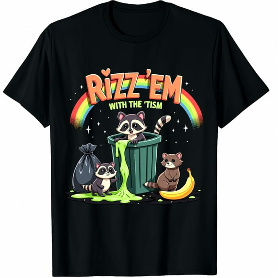 Autism Racoon Possum Meme Rizz 'Em With The 'Tism Raccoon Graphic Crew ...