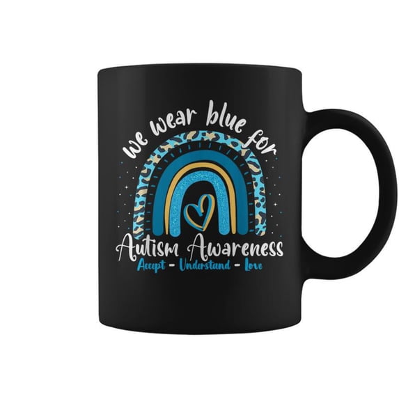 Autism Rainbow Leopard April We Wear Blue Autism Awareness Coffee Mugs ...