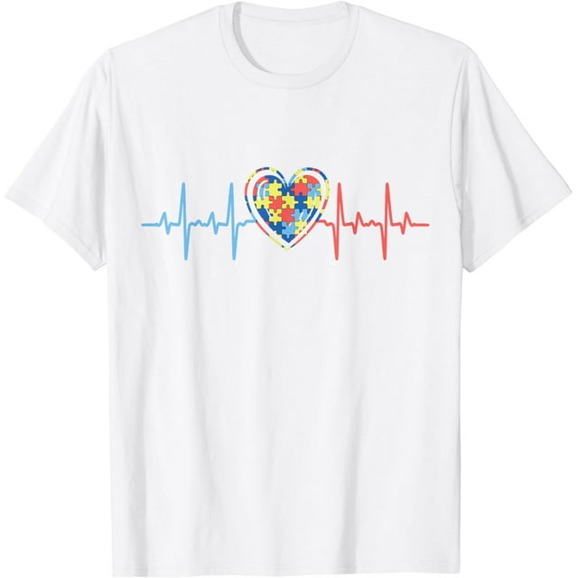 Autism Raise Awareness Month Heartbeat Acceptance Inclusion T-Shirt ...