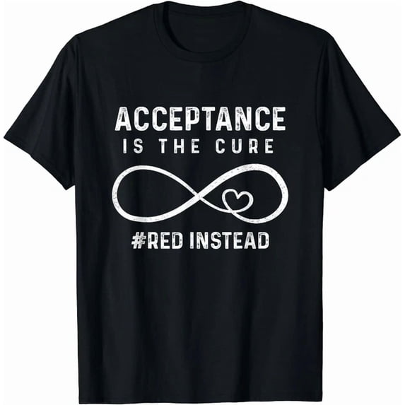 Autism Red Instead Acceptance Is The Cure Theme Unisex S-5XL T-Shirt ...