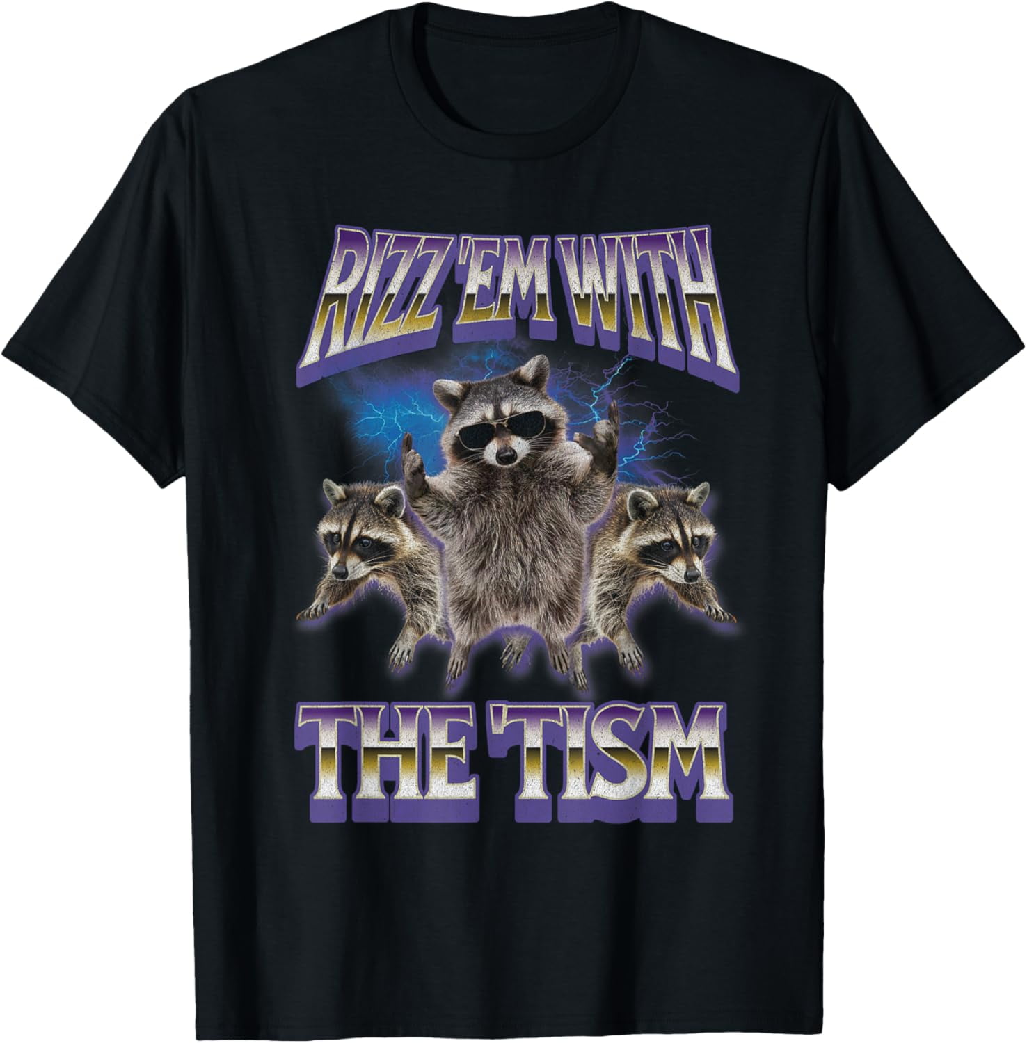 Autism Rizz Em With The Tism Raccoon Meme Bootleg Rap 90's T-Shirt ...