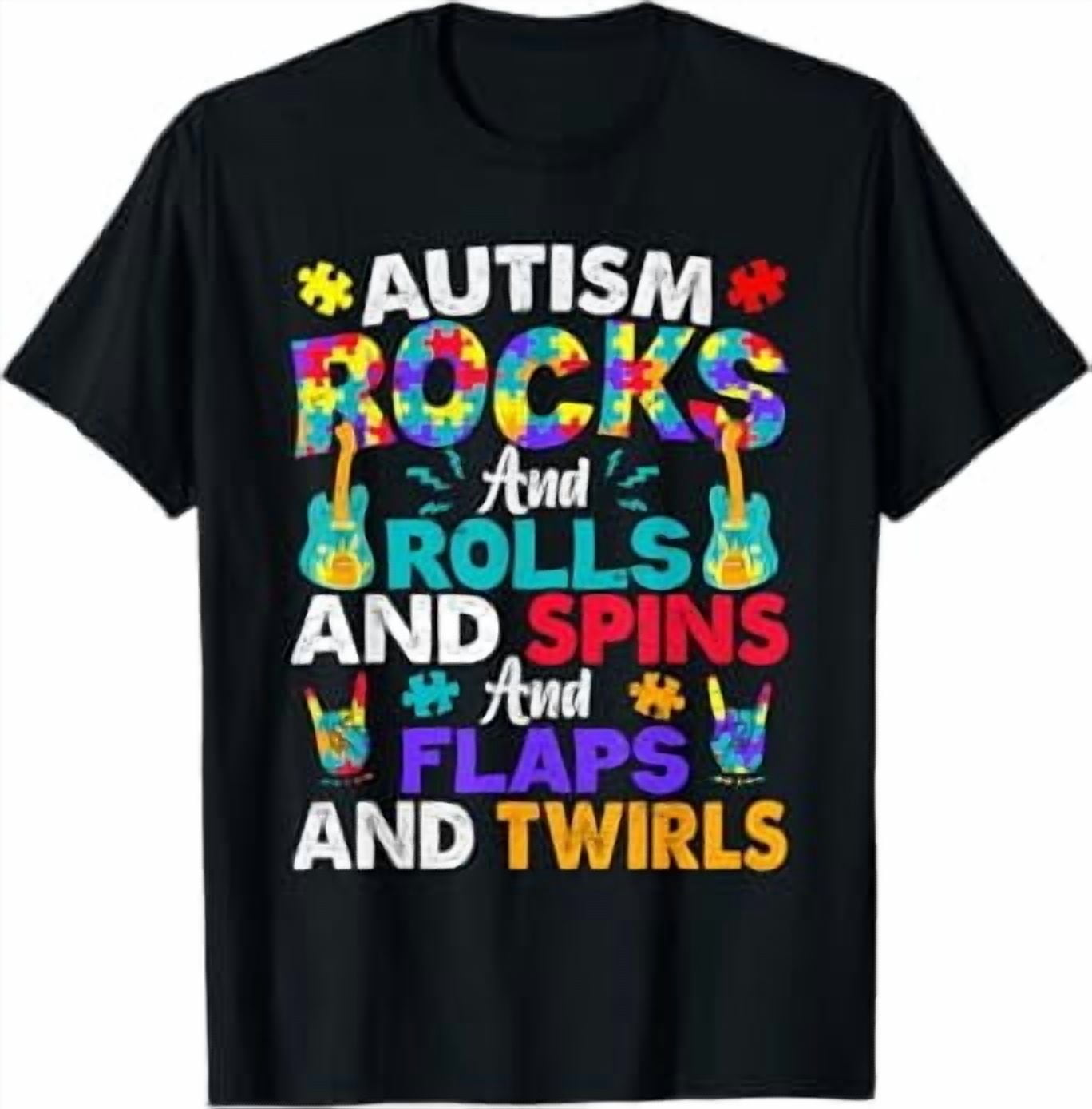 Autism Rocks And Rolls And Spins Autism Awareness Day T-Shirt - Walmart.com