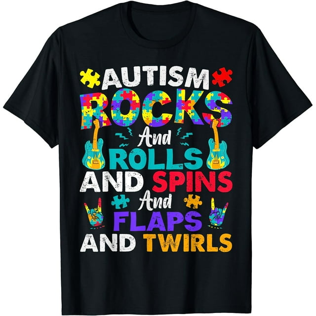 Autism Rocks And Rolls Funny Autism Awareness Month T-Shirt - Walmart.com