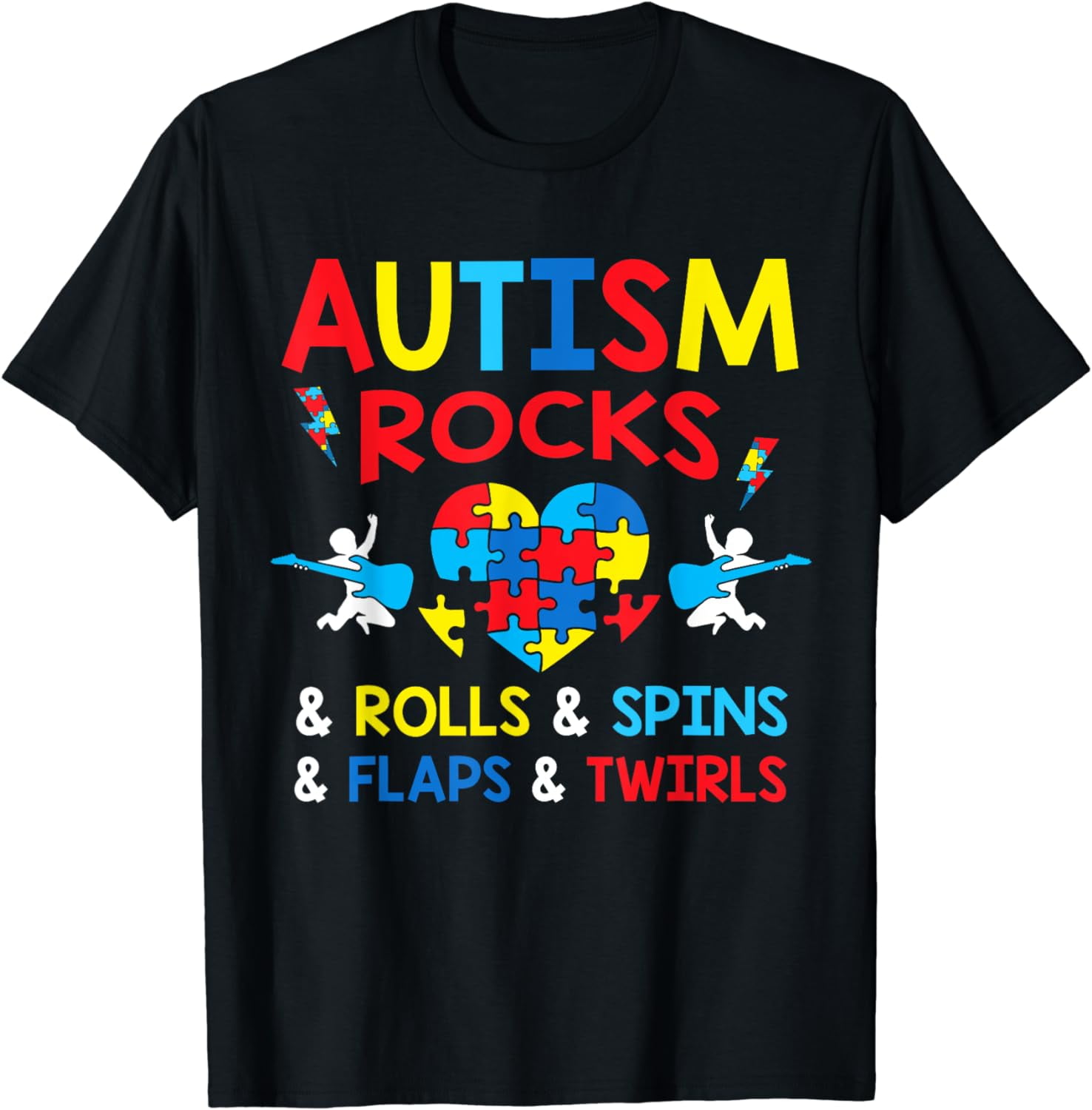Autism Rocks And Rolls Funny Autism Awareness Month T-Shirt - Walmart.com
