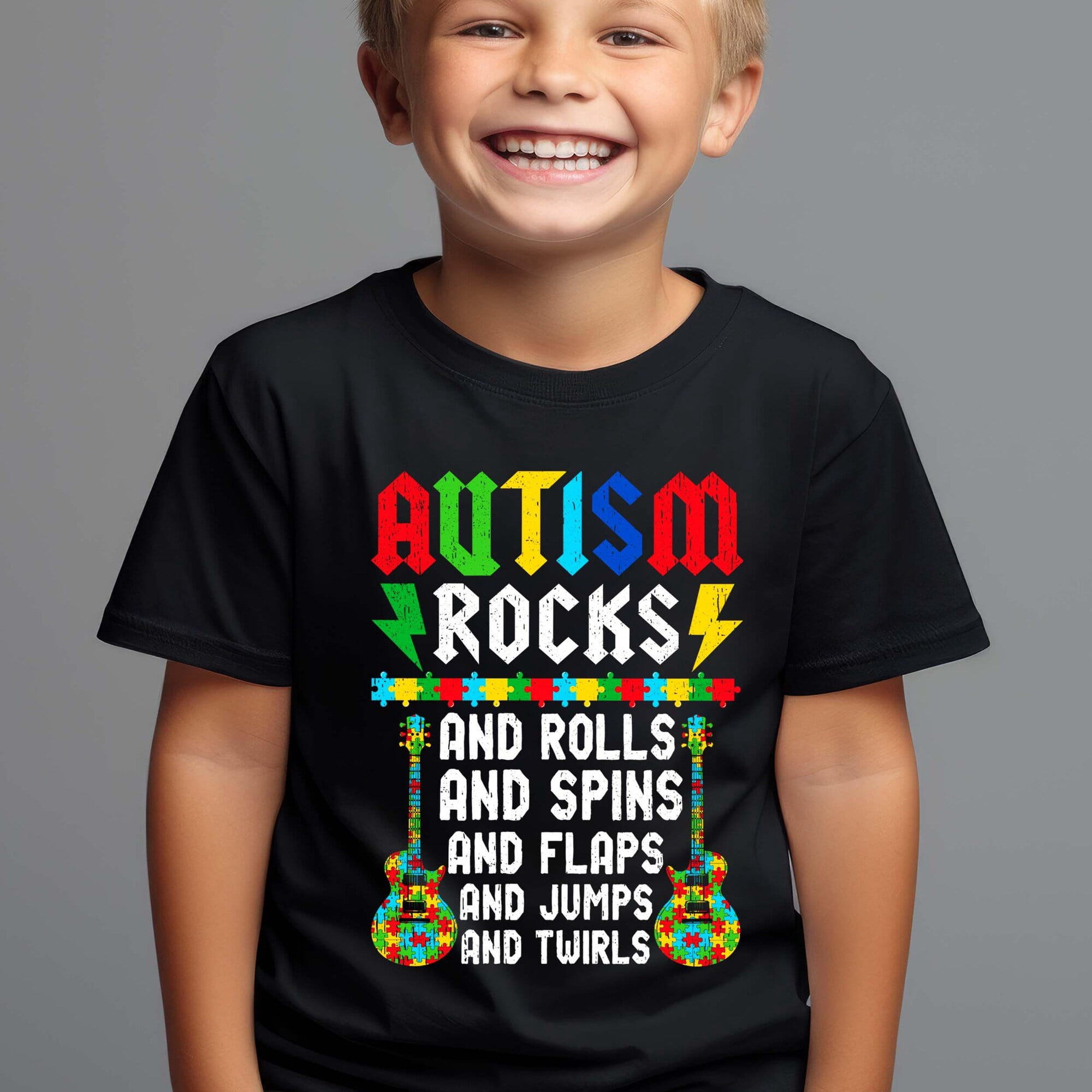 Autism Rocks Shirt Rainbow Stimming Tee Spins Flaps Jumps Gift ...