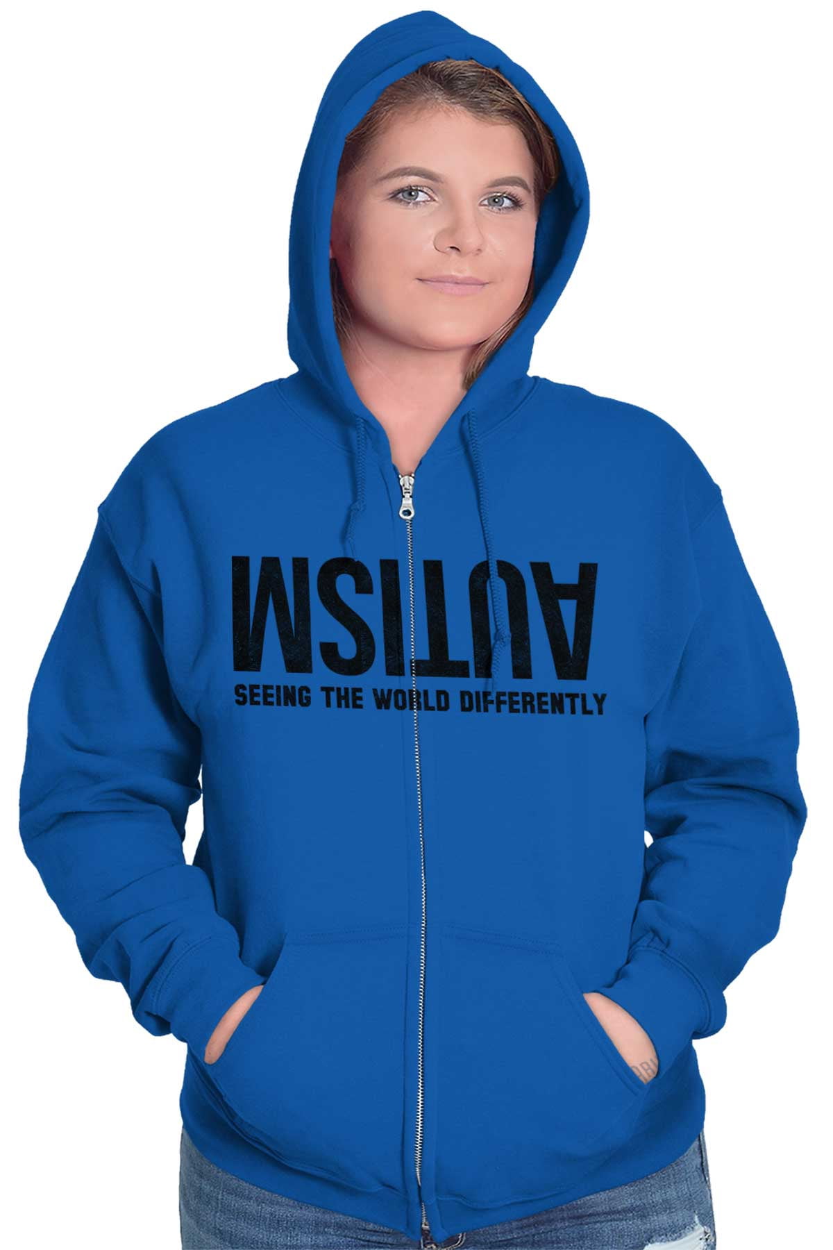 Autism Seeing the World Differently Zip Up Hoodie Men's Women's Brisco ...